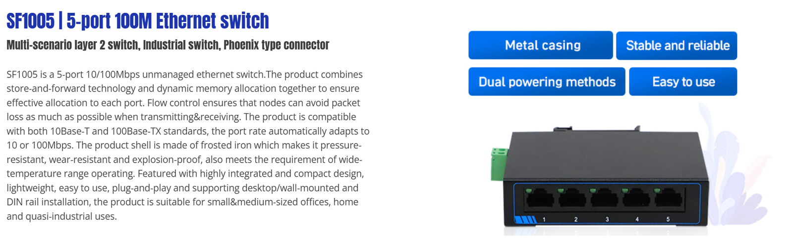 5 Port 100M Ethernet switch - Solusi Pintar untuk Industri Otomasi